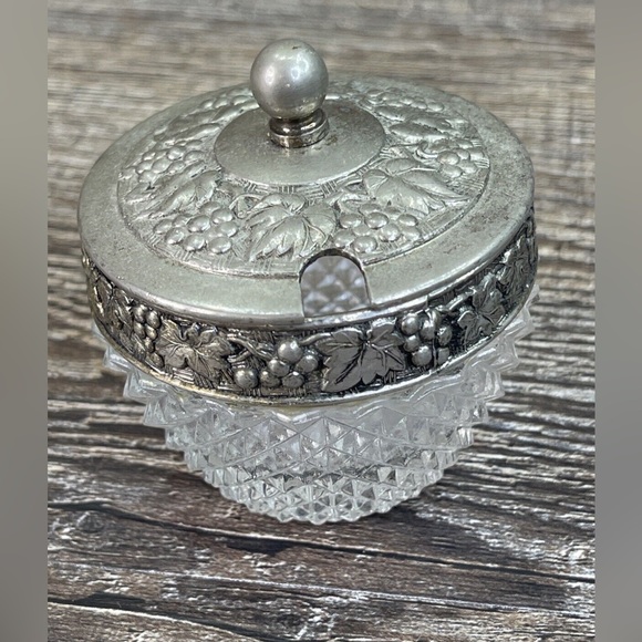Vintage | Kitchen | Vintage Cut Crystal Salt Jam Dish With Sterling ...